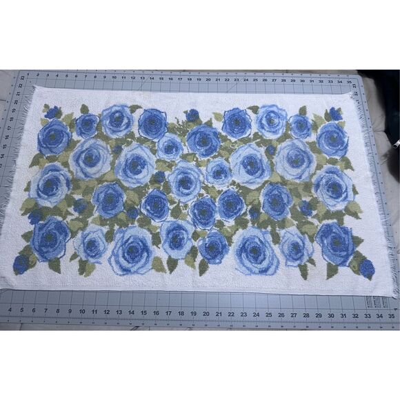 Sayco | Kitchen | Vintage Sayco Blue Flower All Cotton Towel Grandma ...